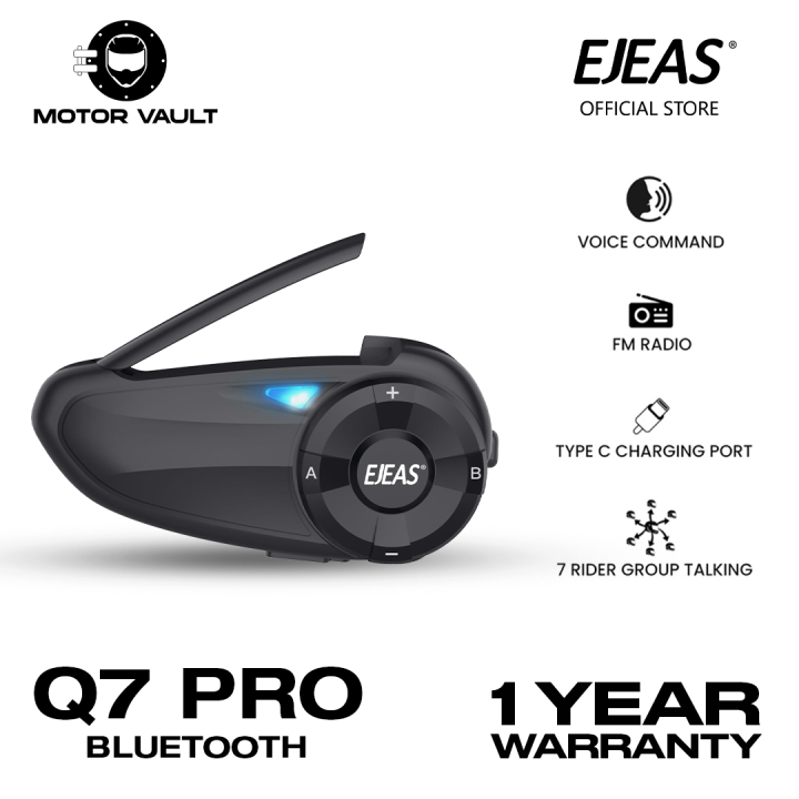 EJEAS Q7 Bluetooth 5.0 Motorcycle Intercom Helmet Headset 7 Riders ...