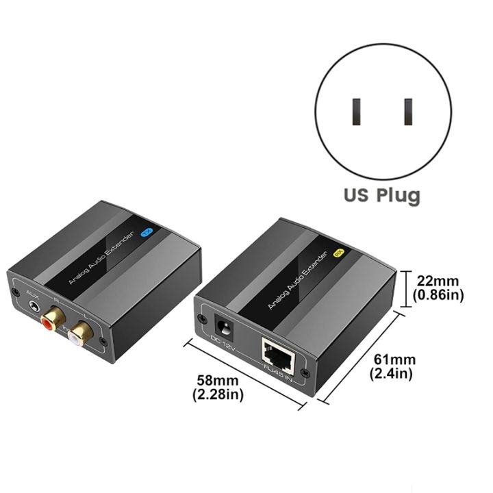 Analog Audio Extender RCA 3.5mm Stereo Over Ethernet Single Cat5E/6/7 ...