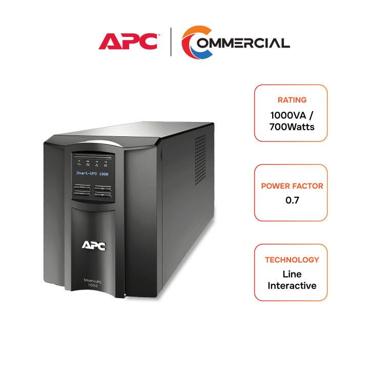 เครื่องสำรองไฟ APC Smart-UPS, Line Interactive, 1000VA, Tower, 230V, 8x IEC C13 outlets ...