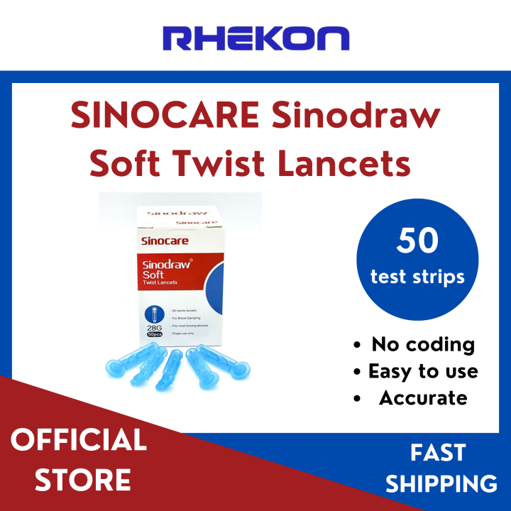 RHEKON Sinocare Sinodraw Soft Twist Lancets – Available in 50, 100, or ...