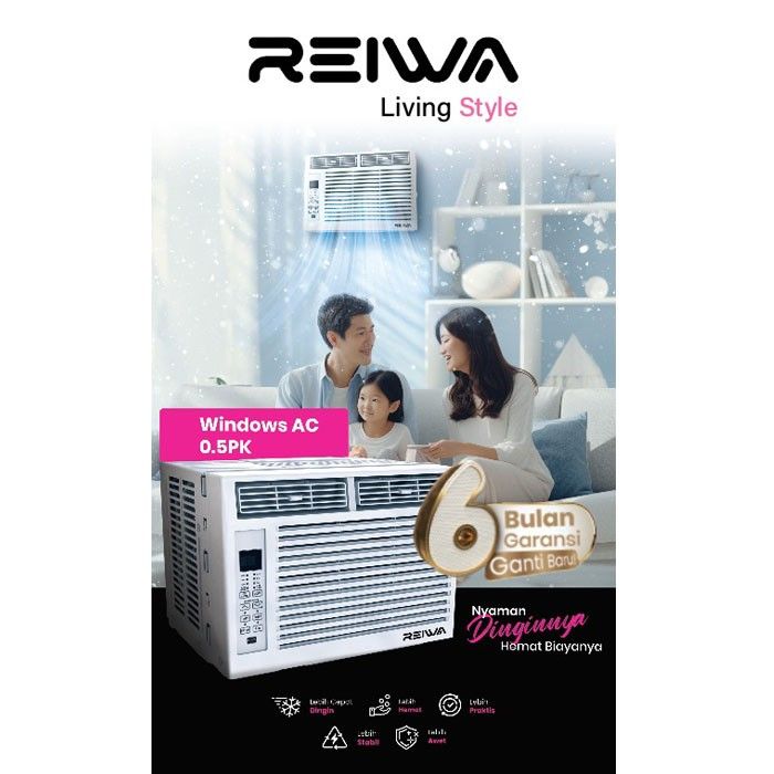 Reiwa AC Window Air Conditioner 0.5 PK Pendingin Ruangan CW-0501RA ...