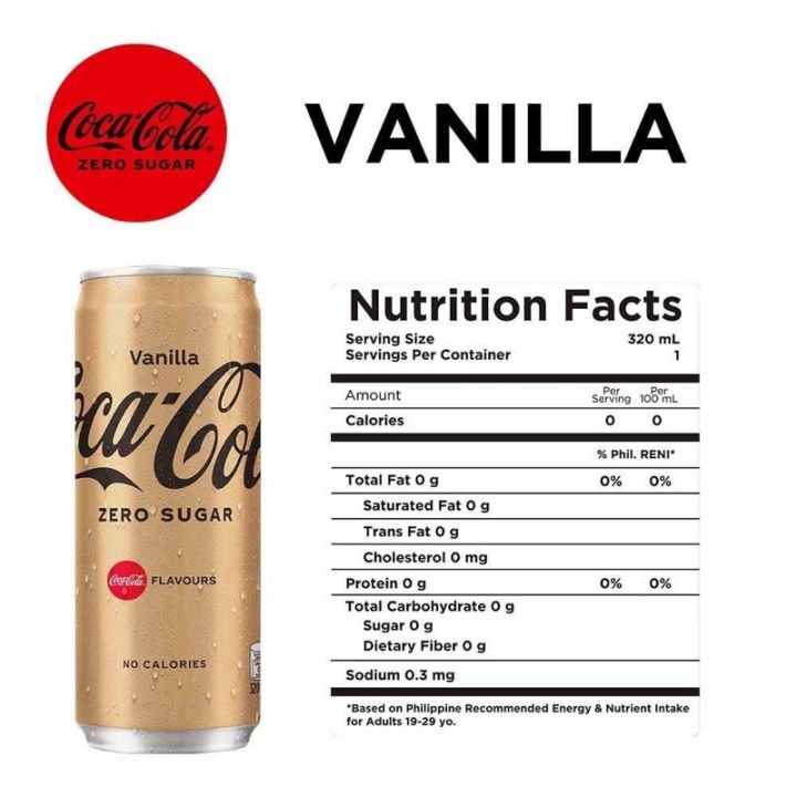 Coca-cola Vanilla Zero Sugar 320mL Sugarfree | Lazada PH