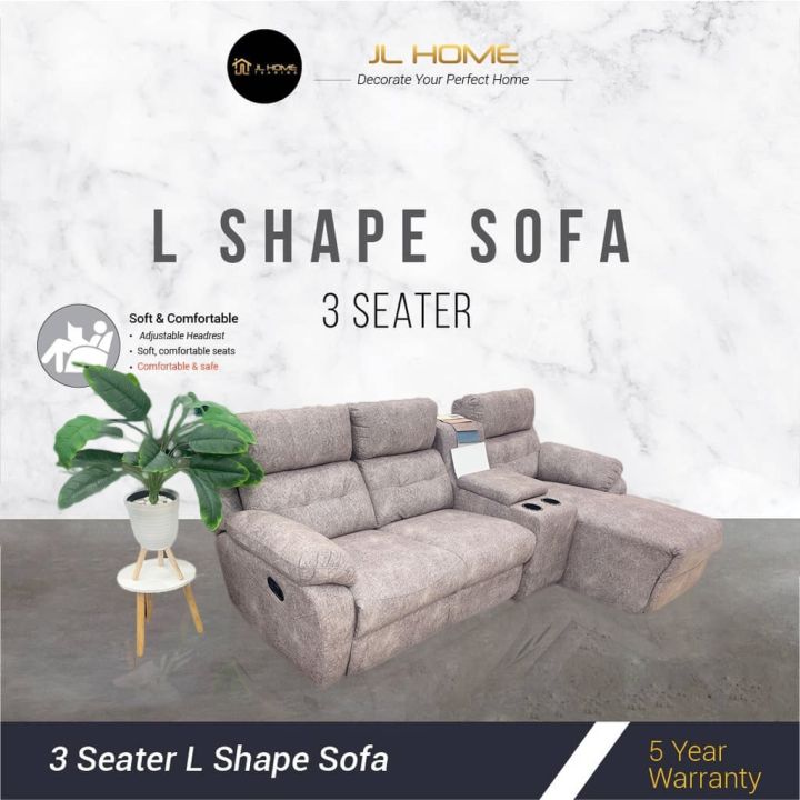 [JL Home] 3 Seater L Shape Designer Sofa with Recliner | Lazada