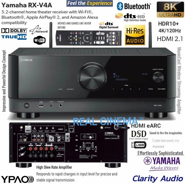 Home Theater Amplifer Yamaha RX-V4 All New 8K UltraHD High Slew Rate ...