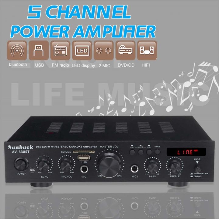 2000W Audio Power Amplifier home Digital Stereo AMP Speaker 5 Channel ...