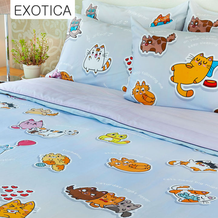EXOTICA ชุดผ้าปูที่นอนรัดมุม+ปลอกหมอนหนุน ลาย Alpha Meow Cool Breeze ...