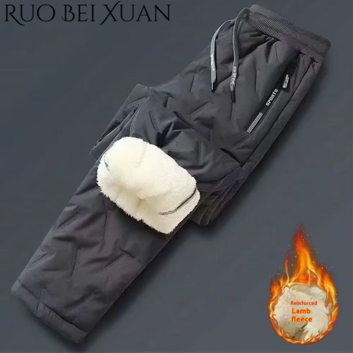 Ruo Bei Xuan กางเกงการเรียงขนแกะหนาสำหรับผู้ชาย,กางเกงฤดูหนาวสำหรับ ...