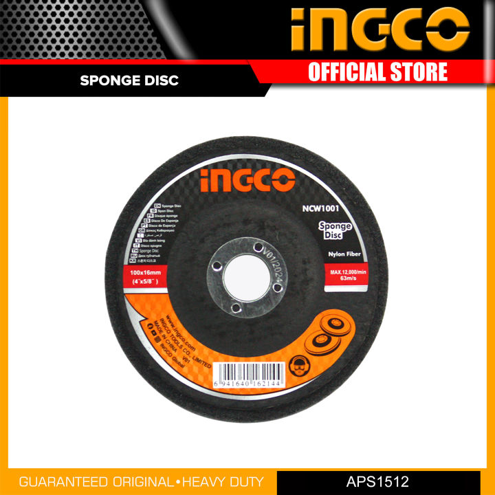 Ingco NCW1001 Sponge Disc Non Woven Cloth Wheel Nylon Fiber Polishing ...