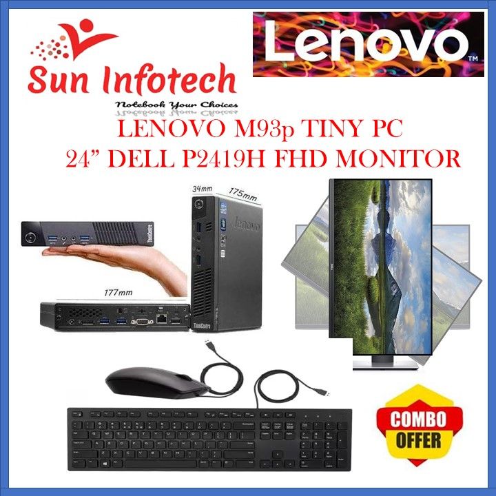 [REFURBISHED] LENOVO THINKCENTRE M93P TINY PC WITH DELL P2419H 24" FHD ...