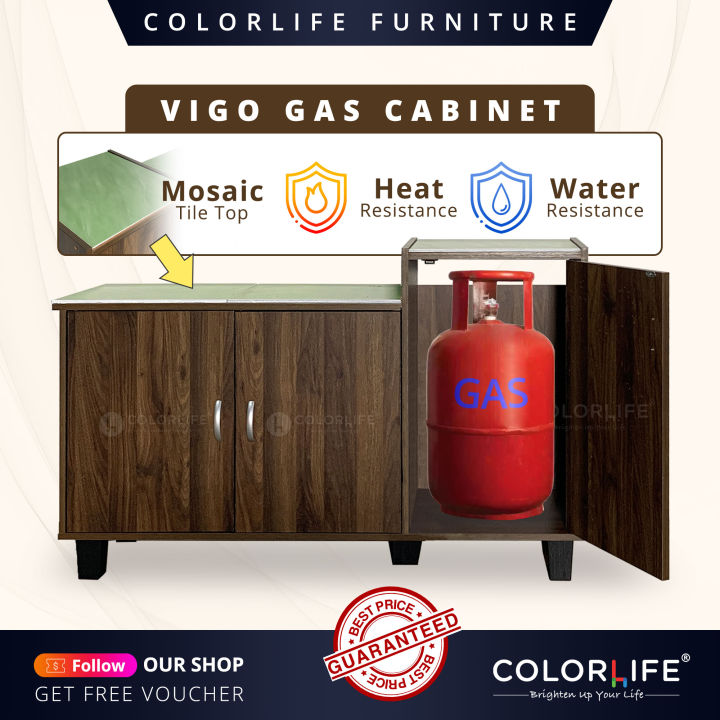 Color life Vigo Gas Cabinet (Walnut) / Solid Particle Board Gas Cabinet ...