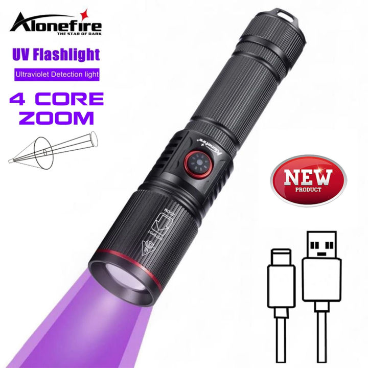 Alonefire 20W High Power Zoom UV LED Flashlight 365nm/395nm Invisible ...