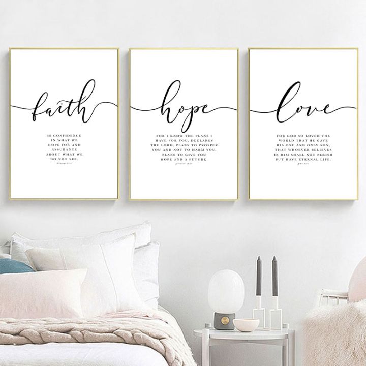 Faith Hope Love Bible Verse Wall Art Posters and Prints Nordic Style ...