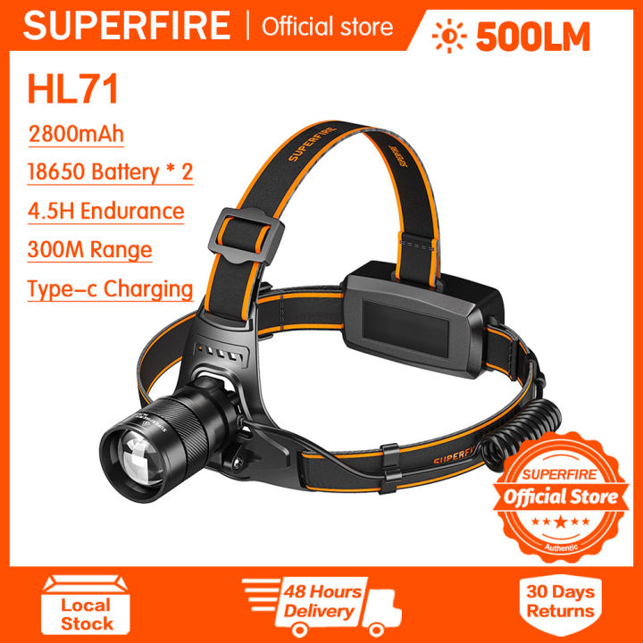 SUPERFIRE HL70/HL71 Zoom head light led super bright 500 lumens led headlamp rechargeable 90 ...