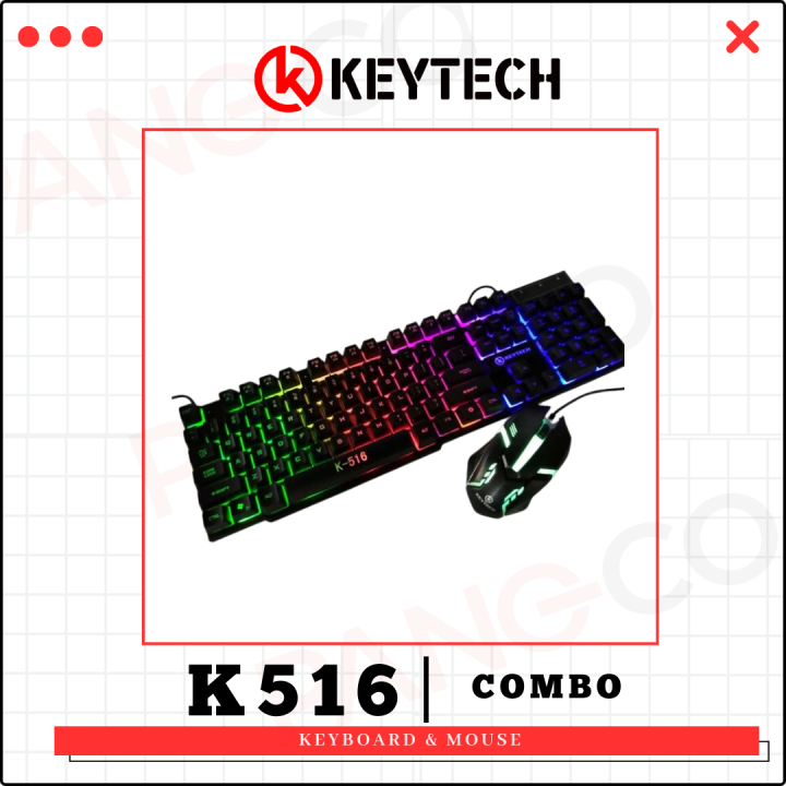 KEYTECH K516 Backlit LED RGB Gaming Keyboard Mouse Combo | Lazada PH