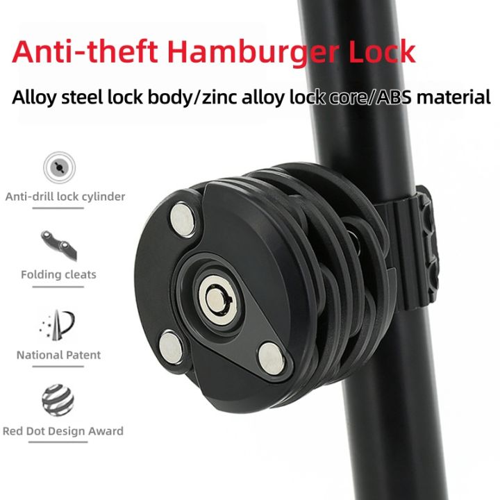 Portable Anti-theft Lock Folding Chain Lock Hamburger Design Alloy ...