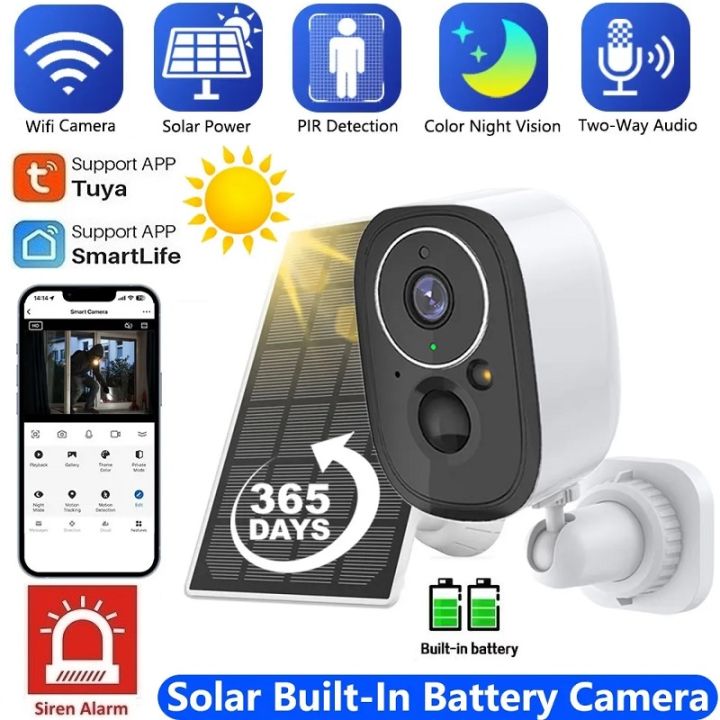Tuya Smart 3MP Solar Rechargeable CCTV Camera Waterproof Wireless ...