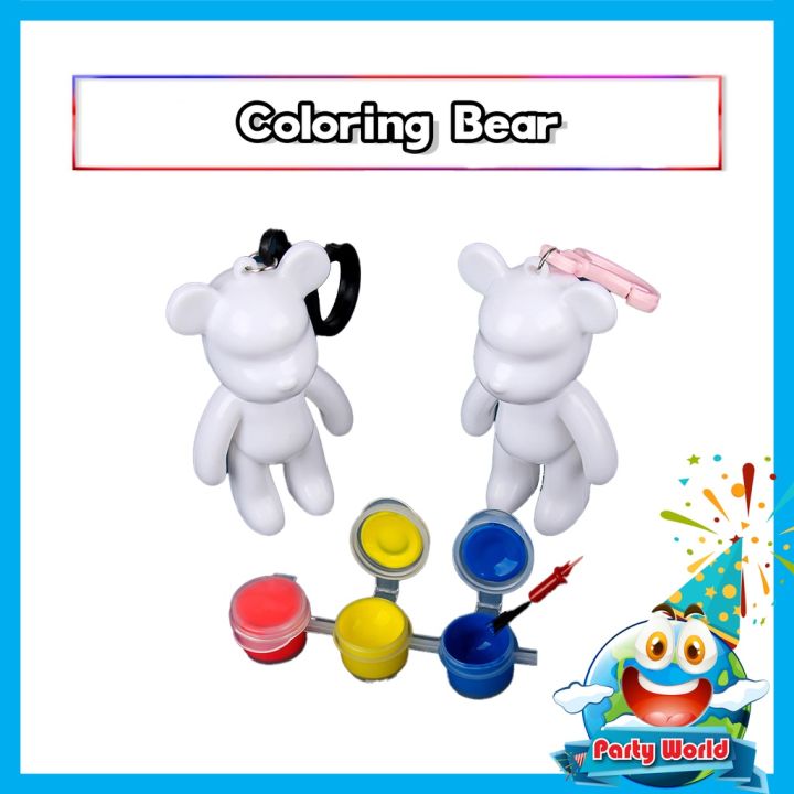 🎉 Children's Coloring Bear DIY Creative Graffiti Drawing Art Keychain ...