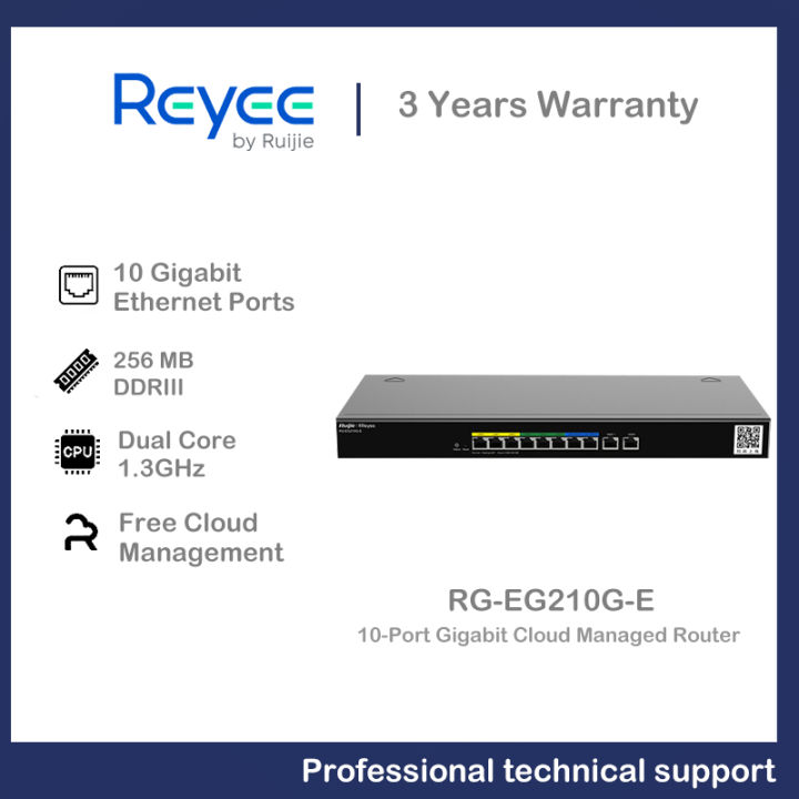 Ruijie-Reyee RG-EG210G-E Reyee 10-Port Gigabit Cloud Managed Router ...