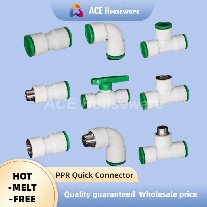 PPR PE PVC QUICK CONNECTOR 1/2'' 3/4'' 1'' HOT-MELT-FREE HOT & COLD WATER PIPE PPR FITTINGS ...