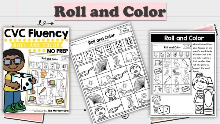 [PRE236] 25 pages CVC Roll and Color Worksheet for Pre-school PDF ...