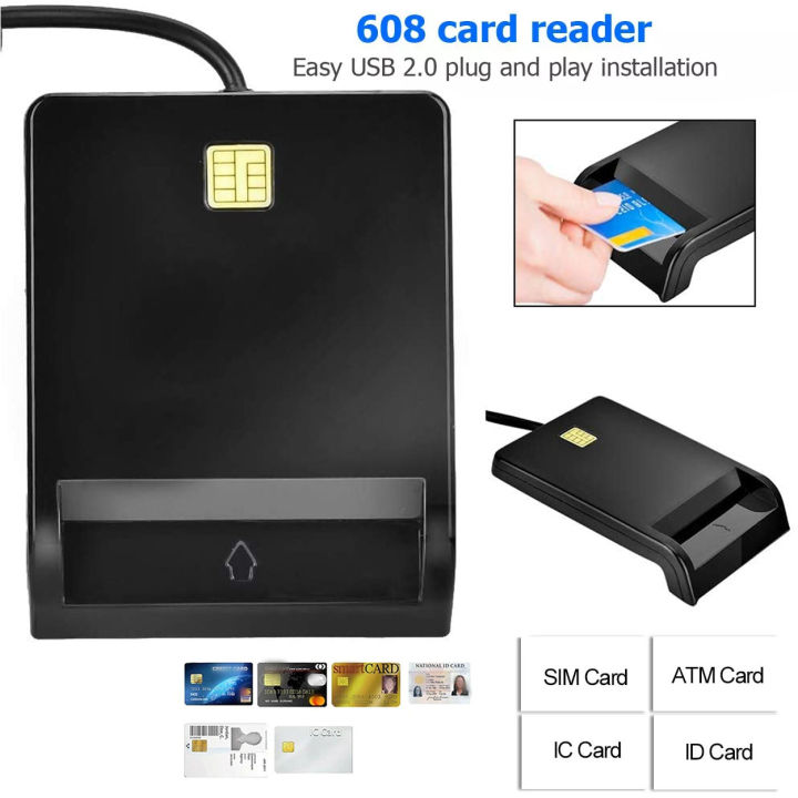 Card Reader 608 USB Smart Card Reader for Bank Card IC ID SIM TF Card ...