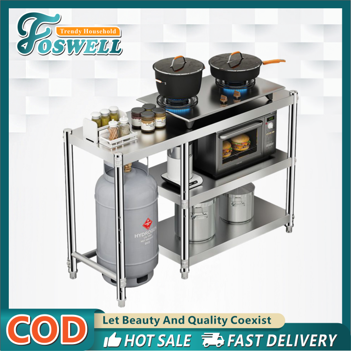 FOSWELL Kitchen Carbon Steel Rack Operating Table Floor Standing Gas ...