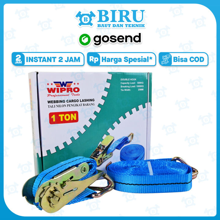 Webbing Cargo Lashing Belt WIPRO 1 Ton x 6 Meter Biru | Lazada Indonesia