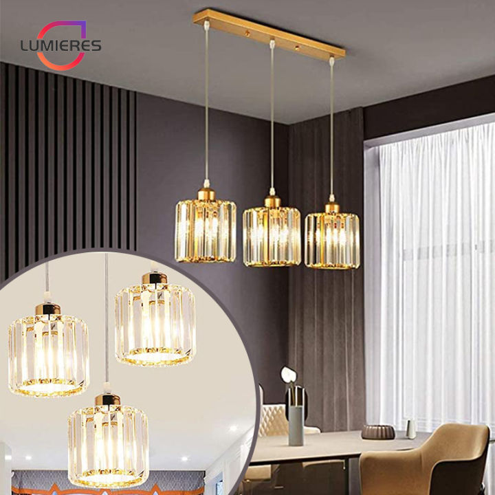 Chandelier 3 Head Crystal Ceiling Light Modern Design Living Room ...