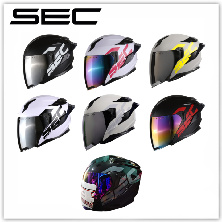 Sec Half Face Helmet for Motorcycle Reflux (2023) Matte/Gloss (S-XL ...