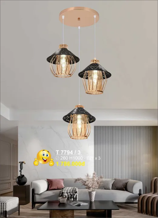 ĐÈN THẢ 3 BÓNG, ĐÈN THẢ TRẦN, ĐÈN THẢ TRANG TRÍ 3 BÓNG TRANG TRÍ BÀN ĂN ...