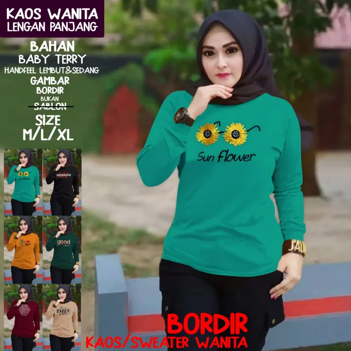 JESETA FASHION kaos lengan panjang tshirt wanita kaos oblong lengan ...