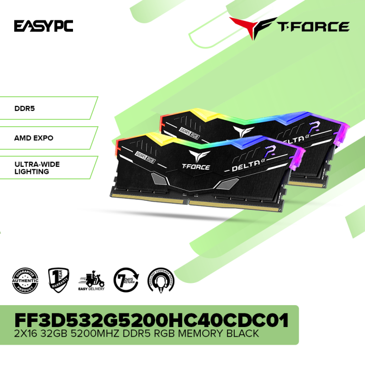 EasyPC | Team Elite TForce Delta 32GB FF3D532G5200HC40CDC01 2x16 ...