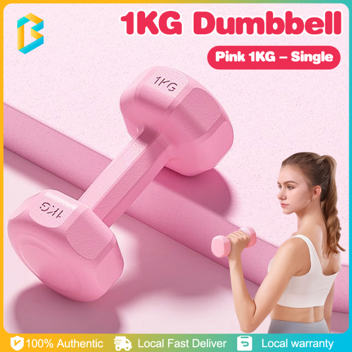 BIGBANG 1kg Dumbbell Hexagonal Pink Weight Dumbell Gym Fitness Exercise ...