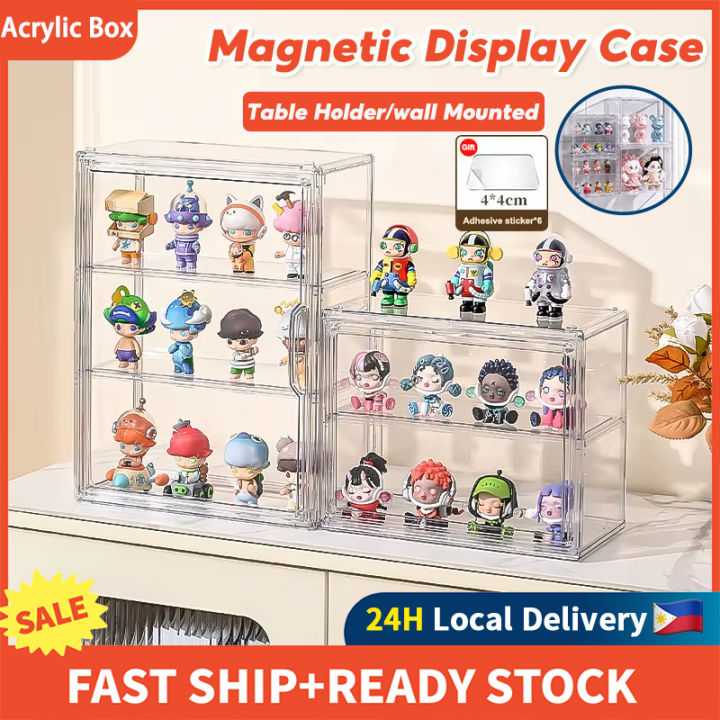 Acrylic Display Case Popmart Storage Organizer Wall Mounted Transparent Boxes Stackable Magnetic ...