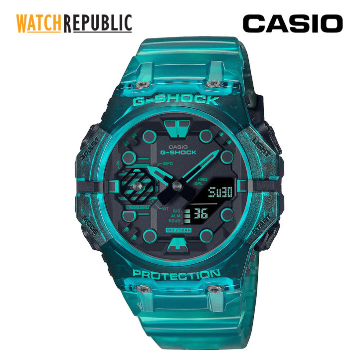 Casio G-Shock Blue Green Transparent Analog-Digital Watch For Men GA ...
