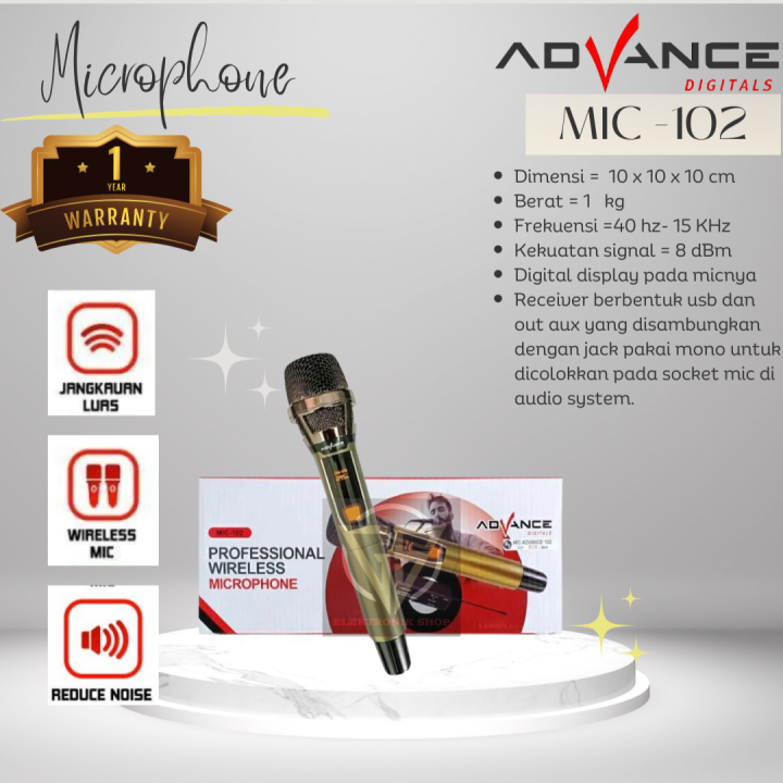 Microphone Advance MIC-102 Profesional Wireless | Lazada Indonesia