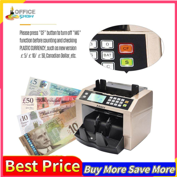 Aibecy LCD Display Automatic Multi-Currency Cash Banknote Money Bill ...