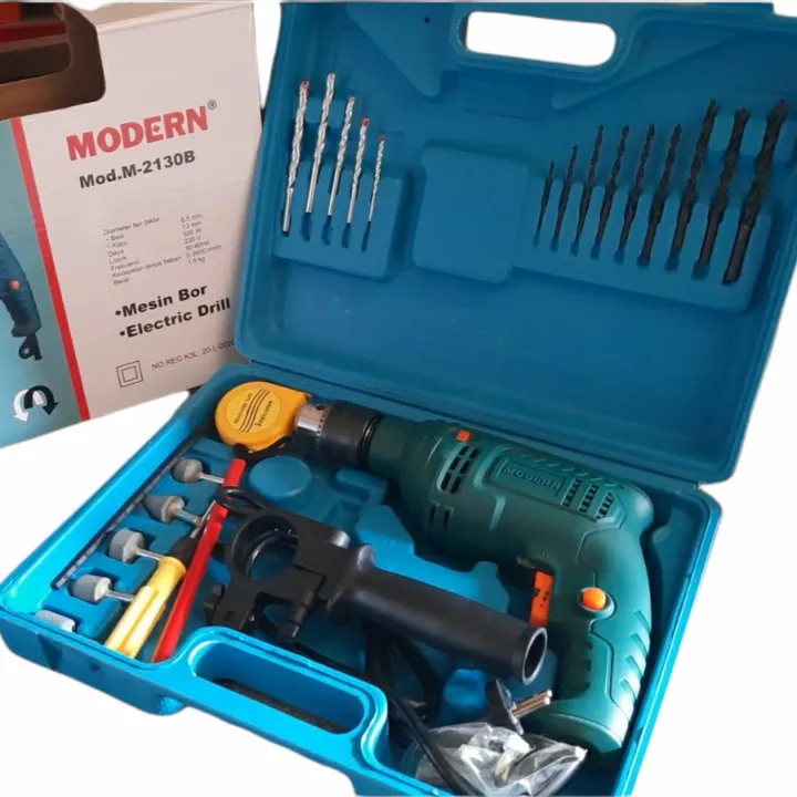 Paket Bor Listrik Modern M2130 M 2130 B Set lengkap (beserta Koper ...