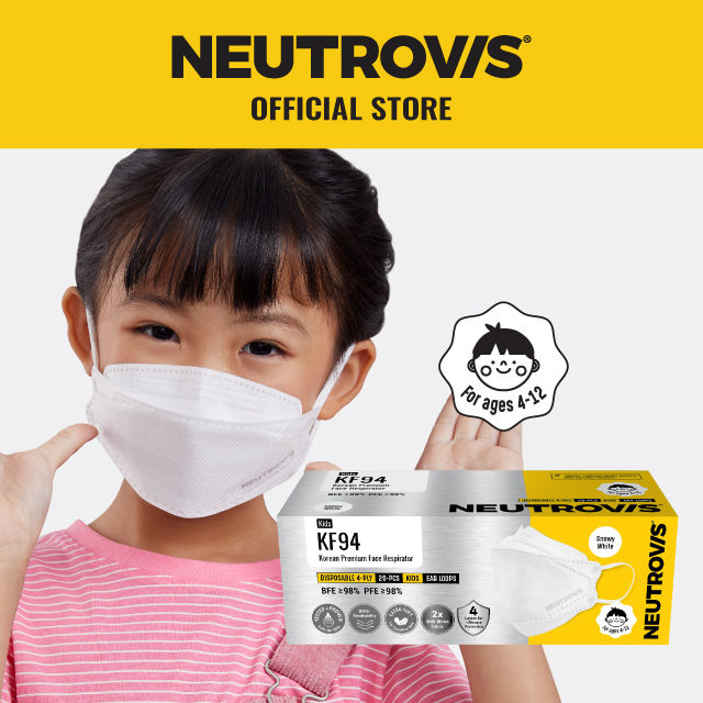 Neutrovis KF94 Kids Korean Premium Face Respirator 20s - Snowy White ...