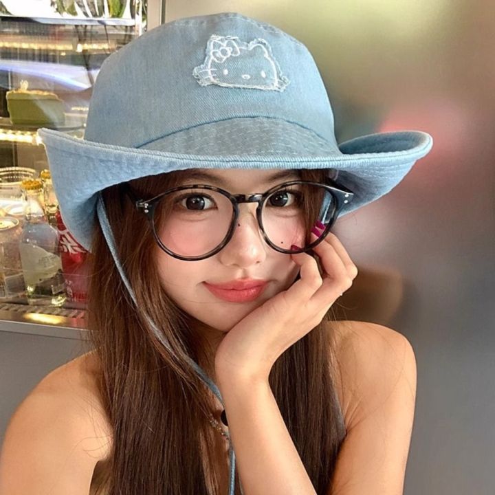 HESSIN แมวคิตตี้ หมวกคาวบอยชาวประมง ปรับได้ ปีกกว้าง หมวกกันแดดกลางแจ้ง ...