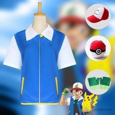 Best COD Pokemon Go ash Ketchum cosplay costume trainer blue short ...
