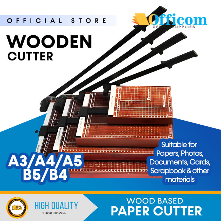 Officom Paper Cutter Wood Base A3/A4/A5/B5/B4Size Heavy Duty Wooden ...