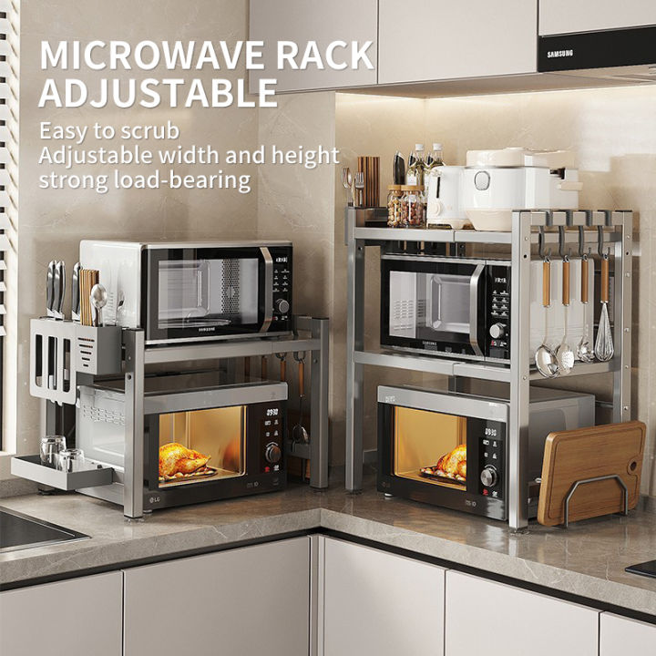 Adjustable Microwave Storage Rack Kitchen Storage Rack Expandable ...