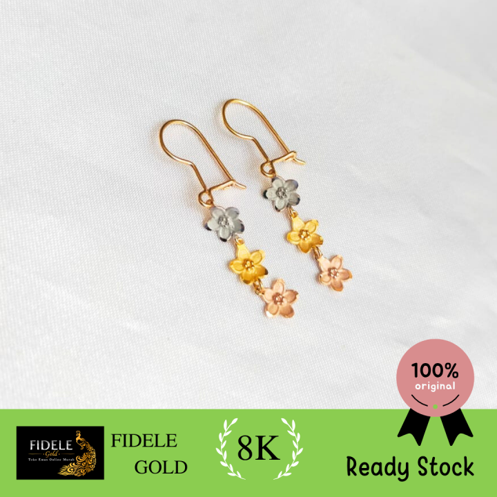 Anting kendari BGgold anting bunga 3 warna emas asli 375 8k | Lazada ...