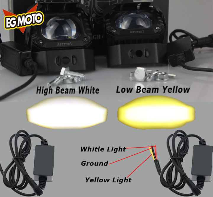 Mini driving light V7 Pro 40w high/low beam white and yellow LED ...