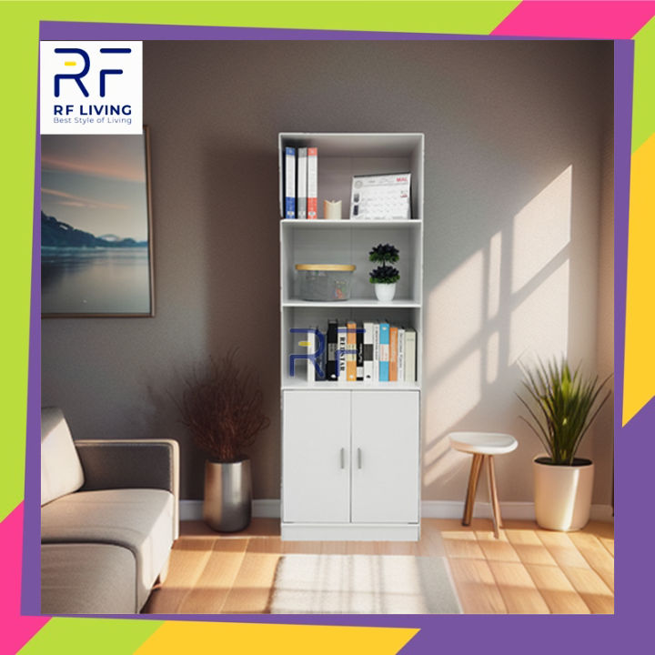 RF Living 4 Compartment w Door Multipurpose Bookshelf Cabinet Display ...