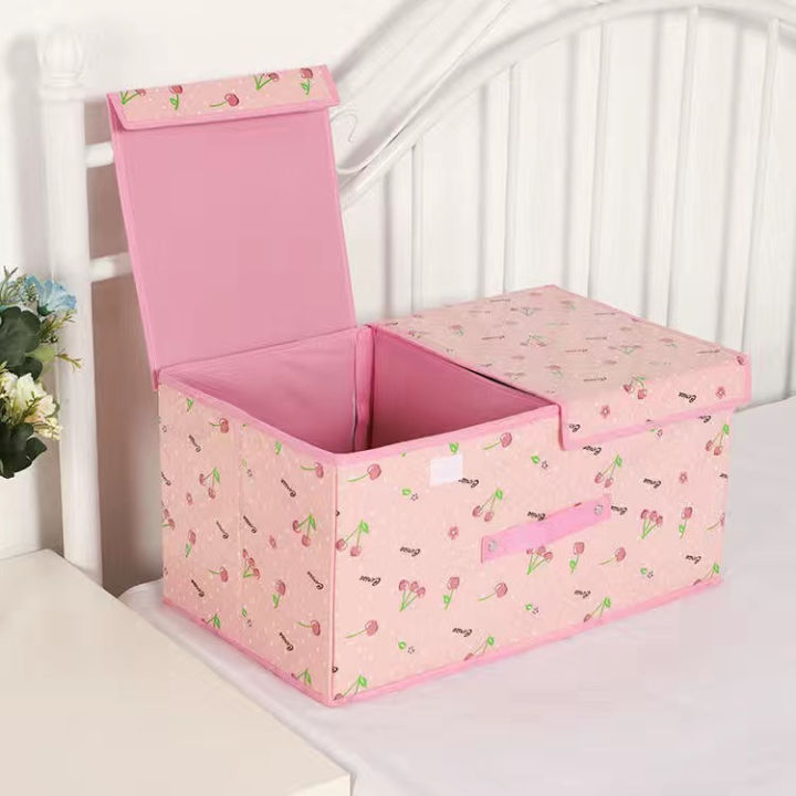 Double Cover Clothes Storage Box, Minimalist Contrast Binding Storage ...