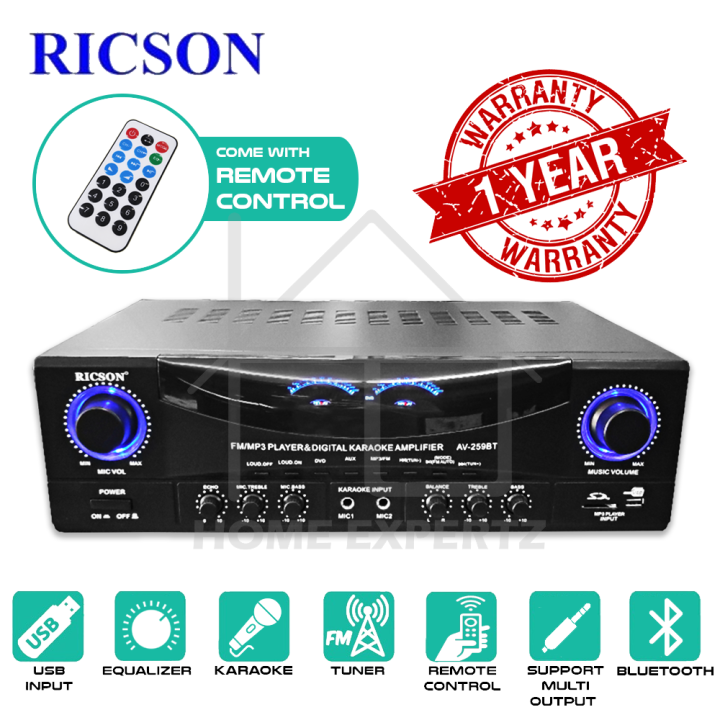 RICSON KARAOKE AMPLIFIER WITH FM RADIO / BLUETOOTH / USB PLAYBACK / MIC ...