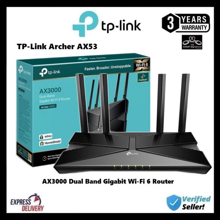 TP-Link Archer AX53 AX3000 Dual Band Gigabit Wi-Fi 6 Router High power Wireless WiFi Router With ...