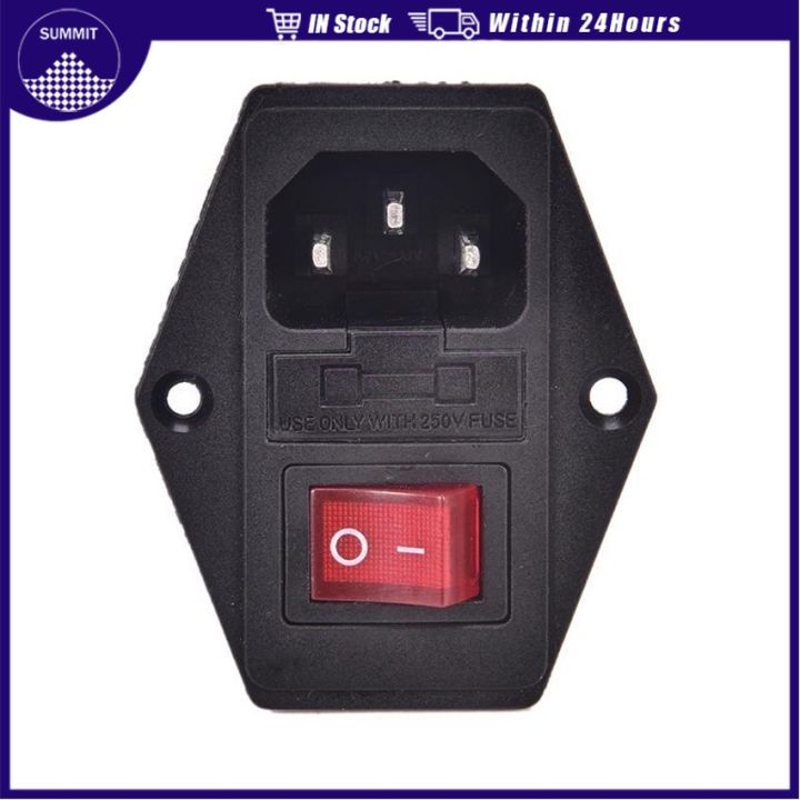 250V 10A 3Pin Male Power Socket AC01A With Fuse Switch Inlet Module ...